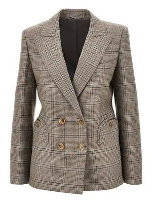 BLAZE Charmer" Virgin Wool Checked Blazer - Brown