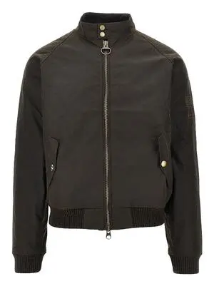 BARBOUR INTERNATIONAL Waxed Cotton Logo Embroidered Jacket - Brown