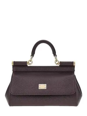 Dolce & Gabbana DOLCE & GABBANA Dauphine Leather Small Sicily Bag Purple