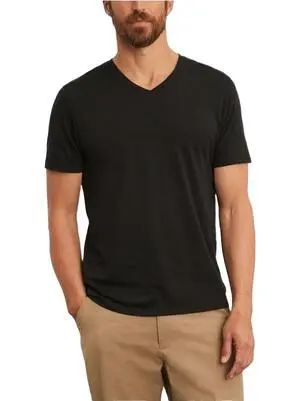 Vince V-collar Short-sleeved T-shirt - Black