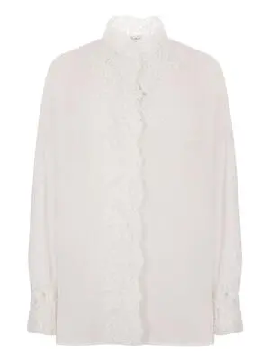 Ermanno Scervino Lace Trim Mock Neck Shirt - White