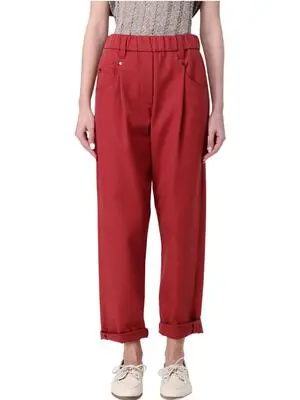 Brunello Cucinelli Brunello Cucinelli High Waisted Straight Leg Trousers Red