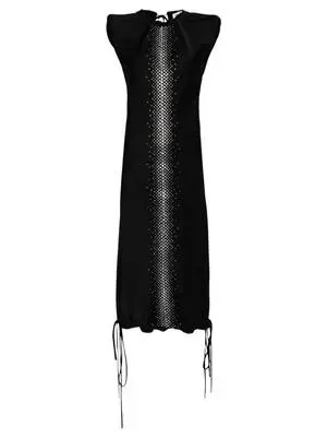 Attico Rhinestone Embellished Midi Dress - Black