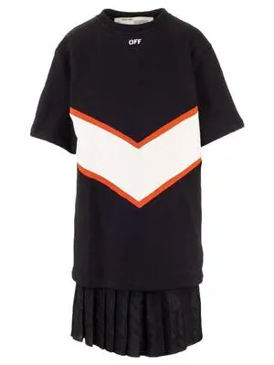 Off-White Contrasting Panels T-shirt Dress - Black