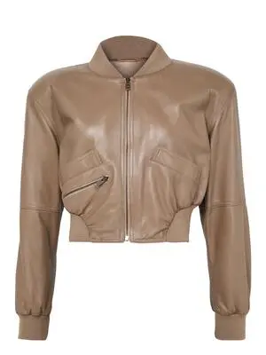 Chloé Zip-up Leather Bomber Jacket - Brown