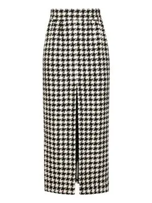 Dolce & Gabbana Houndstooth Midi Skirt - Black