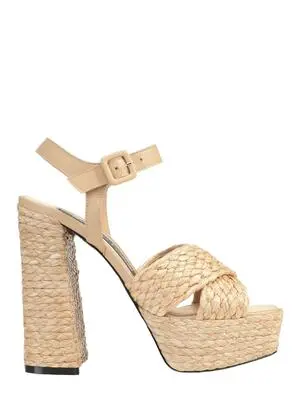 SERGIO ROSSI Heeled Sandals With Thick Heel And Buckled Strap - Nude