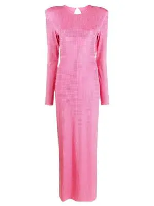 ROTATE BY BIRGER CHRISTENSEN Crystal Embellished Backless Maxi Dress - Pink