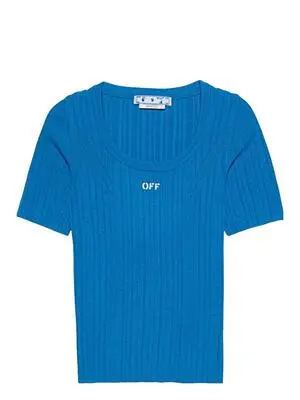 Off-White Off" Logo-print Knit Top - Blue