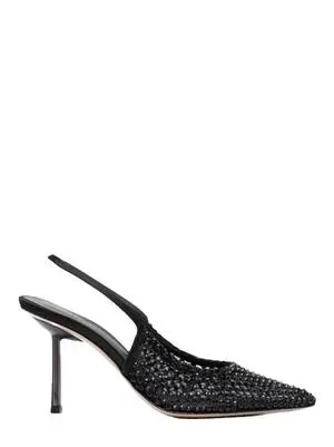 LE SILLA Pointed High Heel Slingbacks With Embellished Mesh - Black