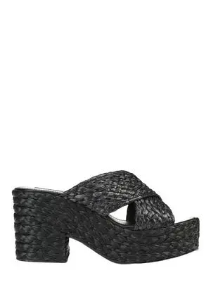 SERGIO ROSSI Woven Platform Sandals - Black