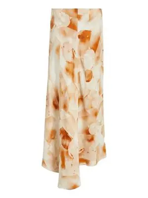 Calvin Klein Watercolor Print Asymmetrical Skirt - Nude