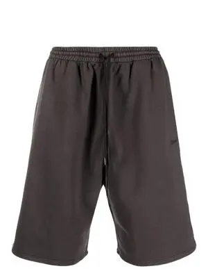 Off-White Diagonal Stripe Cotton Shorts - Black