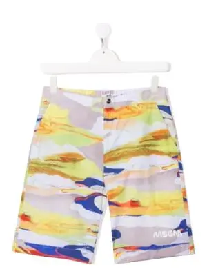 MSGM Color-block Camouflage Print Shorts - Multicolor
