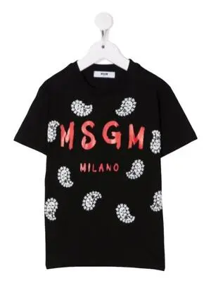 MSGM Teen Logo Print T-shirt - Black