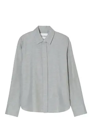 Closed Long-sleeve Shirt With Classic Collar - Gray