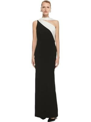 Roland Mouret Asymmetrical Neckline Dress With Slit - Black