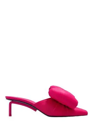 Off-White Padded Bow Leather Mules - Red