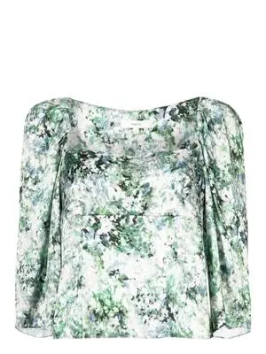 Vince Floral Print Square Neck Blouse - White