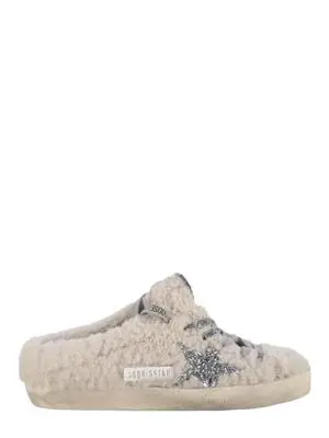 GOLDEN GOOSE Sheep Fur Slippers With Star Embellishments - Nude