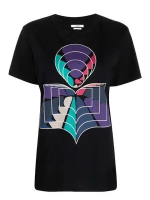 Isabel Marant Étoile Logo Print Organic Cotton T-shirt - Black