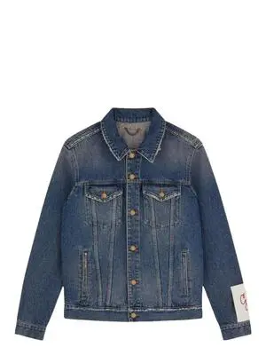 GOLDEN GOOSE Golden Goose Deluxe Brand Denim Coat With Logo Patch Blue