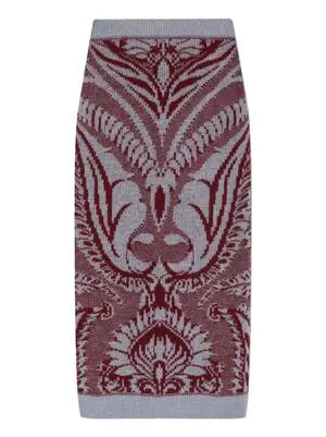 Etro Patterned Intarsia-knit Midi Skirt - Gray