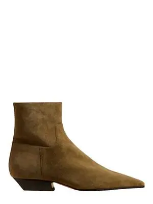 Khaite Khaite Marfa Square-Toe Ankle Boots Khaki