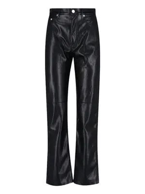 Nanushka High-rise Straight-leg Leather Pants - Black