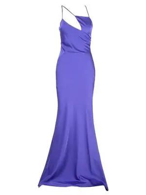 Attico Melva Asymmetrical Maxi Dress With Logo Metal Ring - Blue