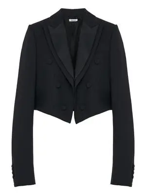 Alexander McQueen Double Lapel Cropped Jacket - Black