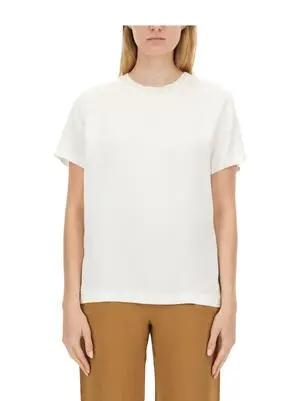 Fabiana Filippi Round Neck Short Sleeve Satin T-shirt - White