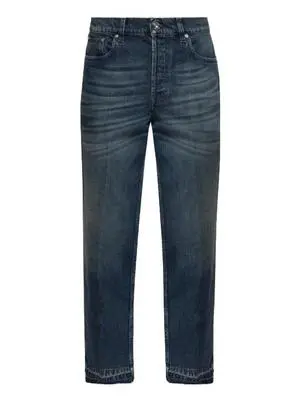 LANVIN Frayed Edge Straight Leg Jeans - Black