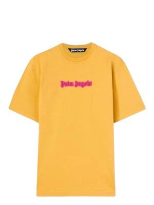 Palm Angels Logo Embroidered Crewneck T-shirt - Ochre