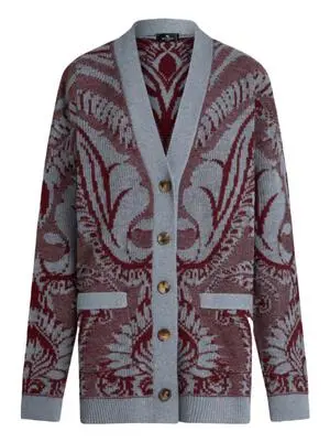 Etro Jacquard V-neck Buttoned Cardigan - Gray