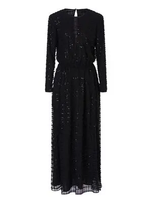 Emporio Armani Embellished Tulle Long Dress - Black