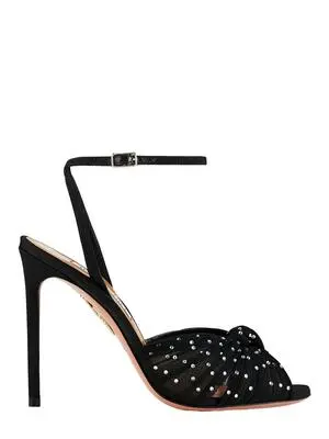 AQUAZZURA Slow Kisses Rhinestone Embellished Ankle Strap Sandals - Black
