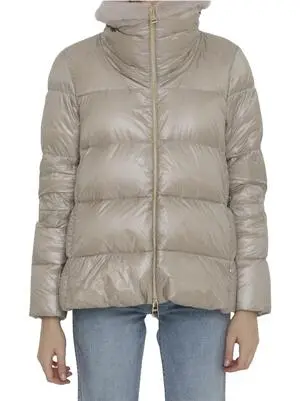 HERNO Herno High-Neck Zip-Up Down Jacket With Fur Collar