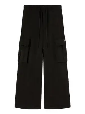Palm Angels Wide Leg Drawstring Cargo Pants - Black