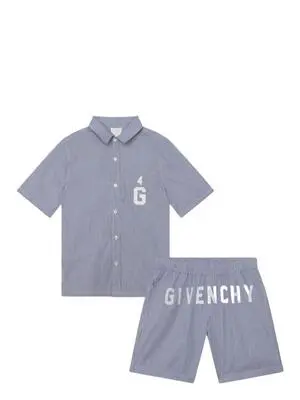 Givenchy 4g Striped Cotton Shirt And Shorts Set - Purple