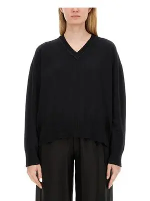 Fabiana Filippi Sequin-embellished V-neck Knitted Jumper - Black
