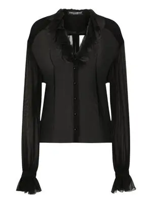 Dolce & Gabbana Sheer Ruffle Collar Blouse - Black