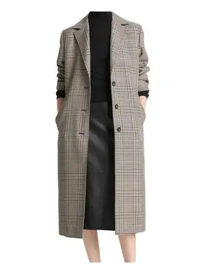 VINCE Vince Embossed Plaid Wool Coat