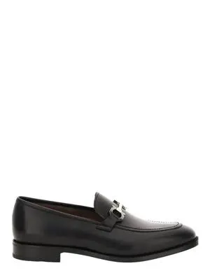 FERRAGAMO Gancini Buckle Detail Loafers - Black