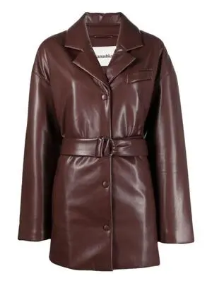 Nanushka Belted Faux-leather Blazer - Red
