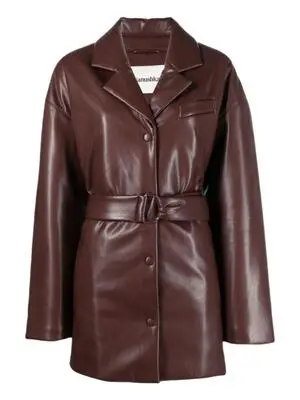 Nanushka Belted Faux-leather Blazer - Red
