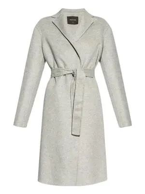 Fabiana Filippi Mid Length Coat With Lapel And Waist Strap - White