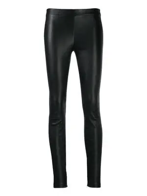 Vince Slim Fit Leather Trousers - Black