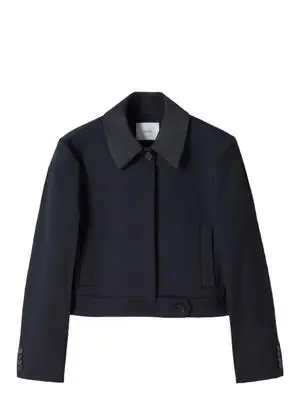 JOSEPH Abbe Boxy Stretch-crepe Cropped Jacket - Black