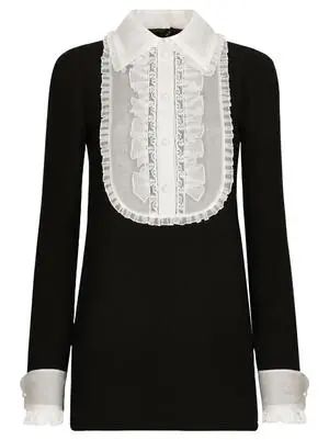 Dolce & Gabbana Ruffled Organza Mini Dress - Black